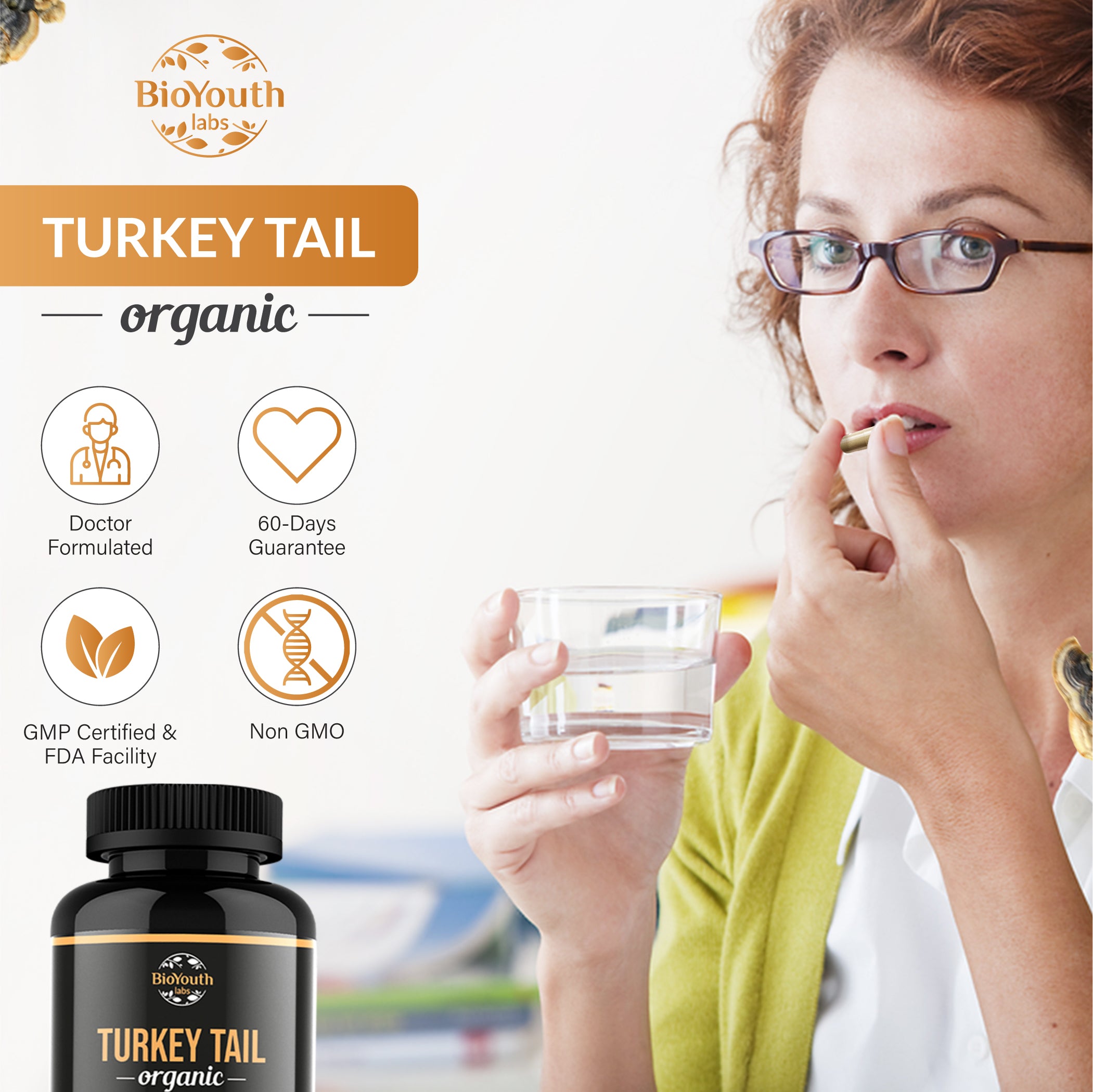 Natural Organic Turkey Tail Immune Support | BioYouth Labs